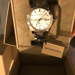 Burberry | Accessories | Burberry Bu990 42mm Silver Bracelet Mens Watch ...